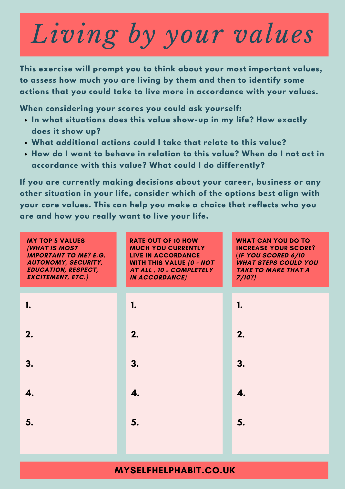 FREE Coaching Tools - My Self-Help Habit